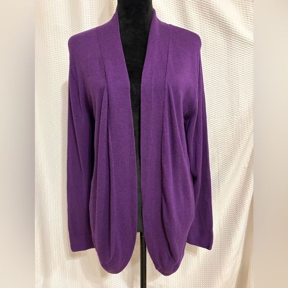 Chico's | Sweaters | Chicos Cotton Blend Purple Open Front Cardigan ...